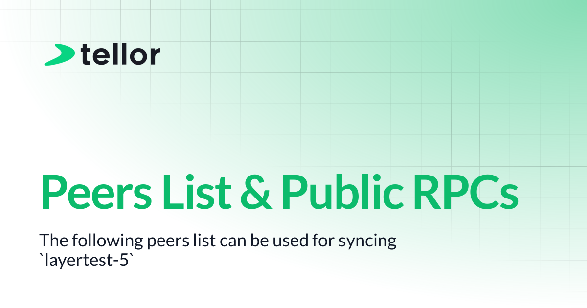 Peers List & Public RPCs | Tellor Docs